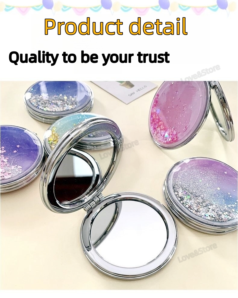 Quicksand double sided folding makeup mirror easy carry round small ...