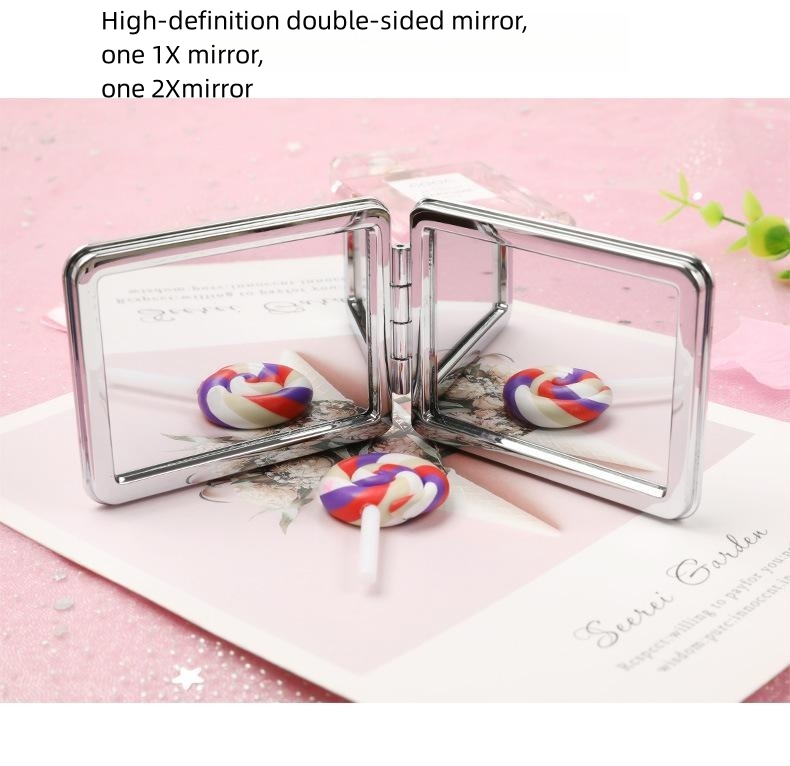 Mini Folding Pocket Mirror Double Sided Quicksand Floating Glitter ...
