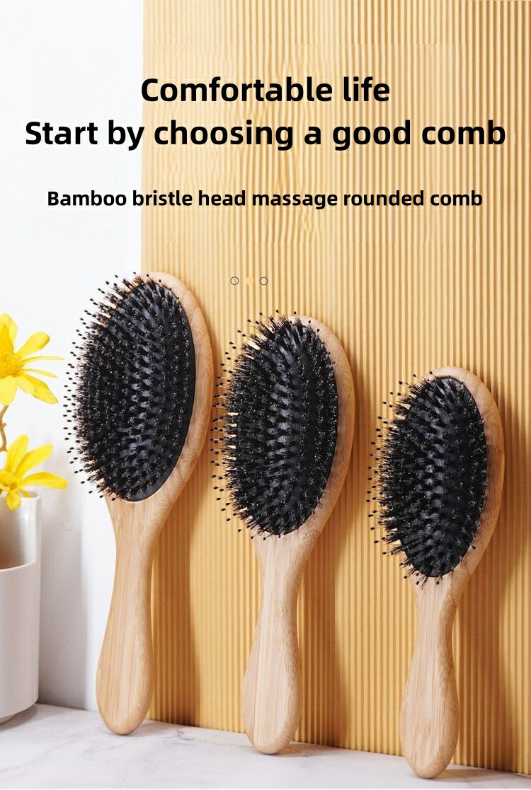 Boar bristle bamboo air cushion comb scalp massage comfortable and cute ...
