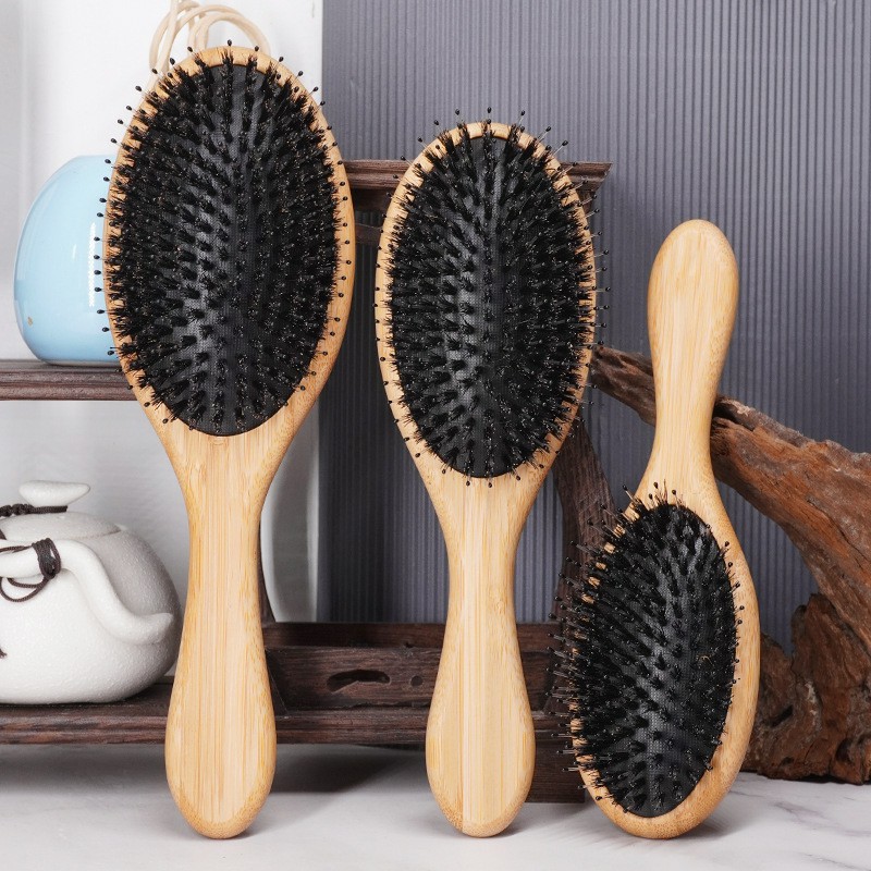 Boar bristle bamboo air cushion comb scalp massage comfortable and cute ...