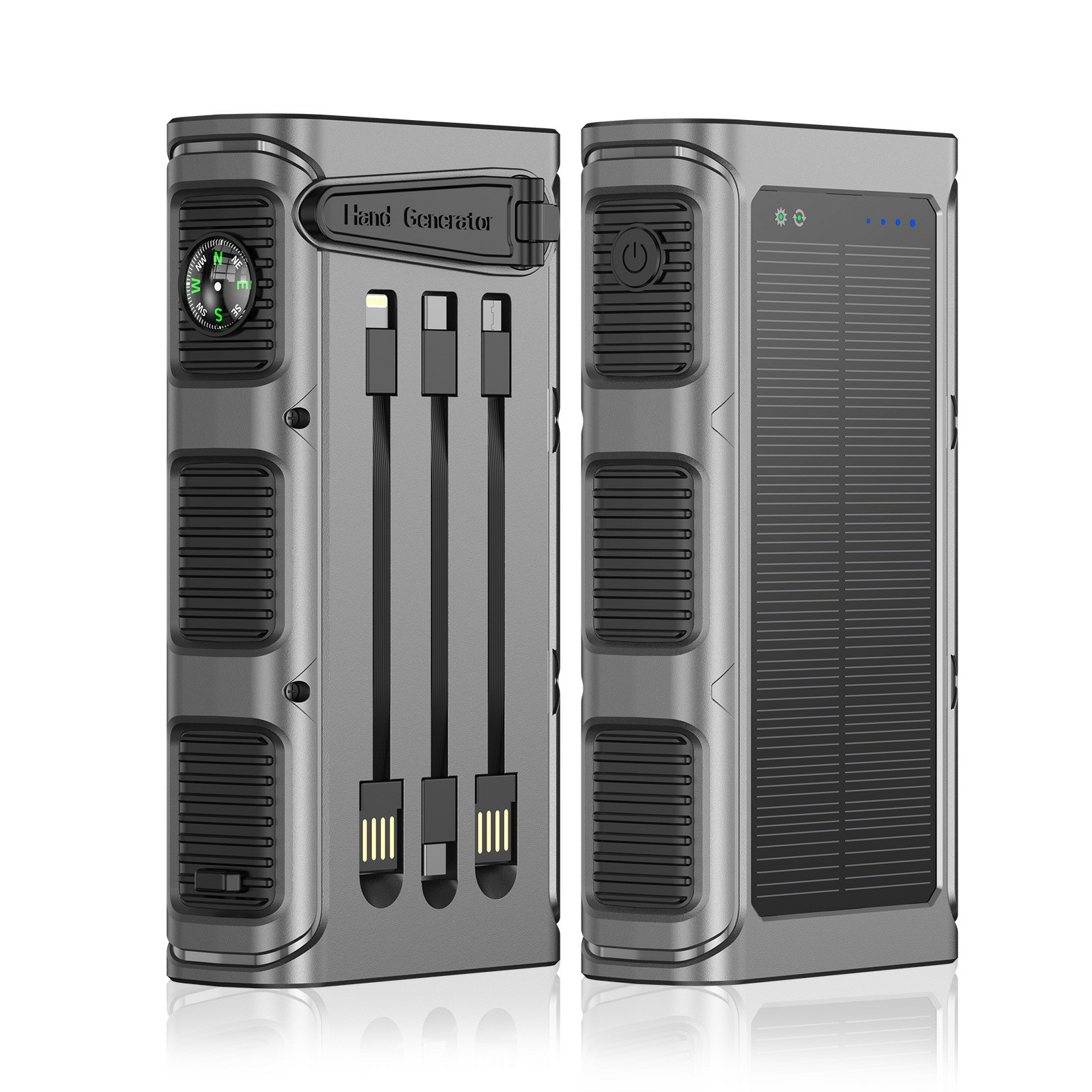 Hand-cranked solar power bank mobile power outdoor three-proof power ...