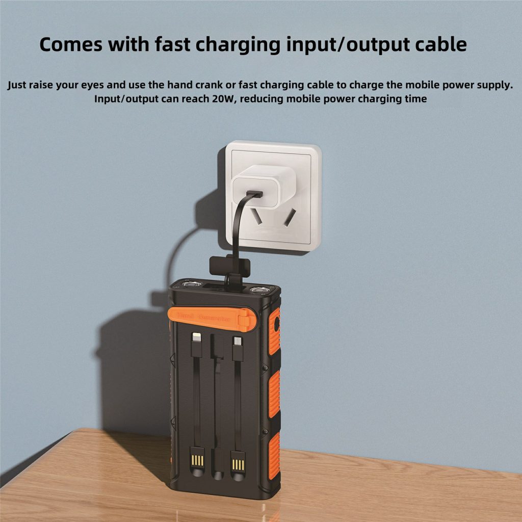 Hand-cranked solar power bank mobile power outdoor three-proof power ...