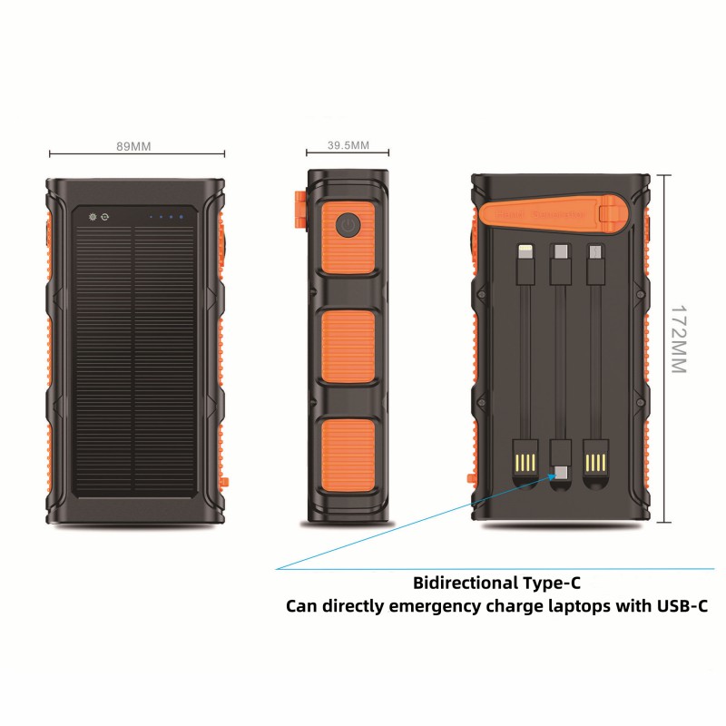 Hand-cranked solar power bank mobile power outdoor three-proof power ...