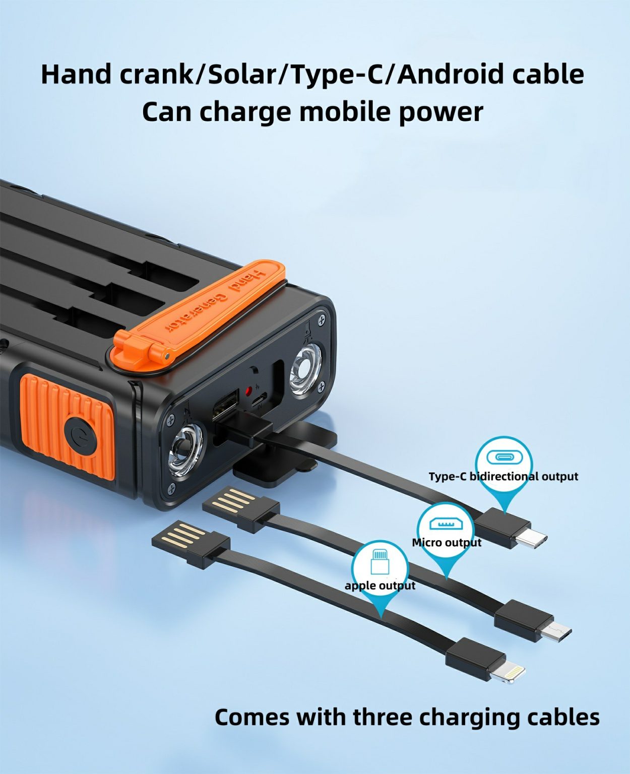 Hand-cranked solar power bank mobile power outdoor three-proof power ...